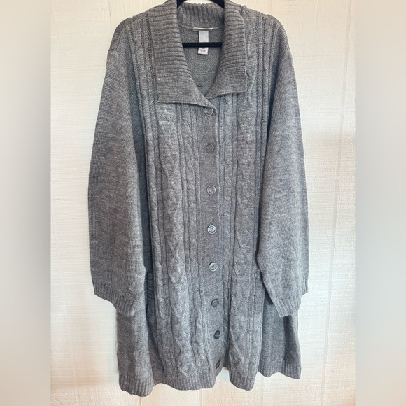 Catherines | Sweaters | Catherines Size 5x Gray Cable Knit Cardigan ...